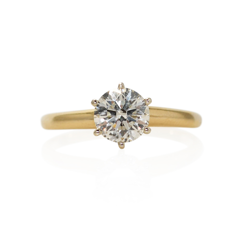 14K Yellow Gold Ladies Solitaire 1.01ct Diamond Ring, 2gr - Tangible ...