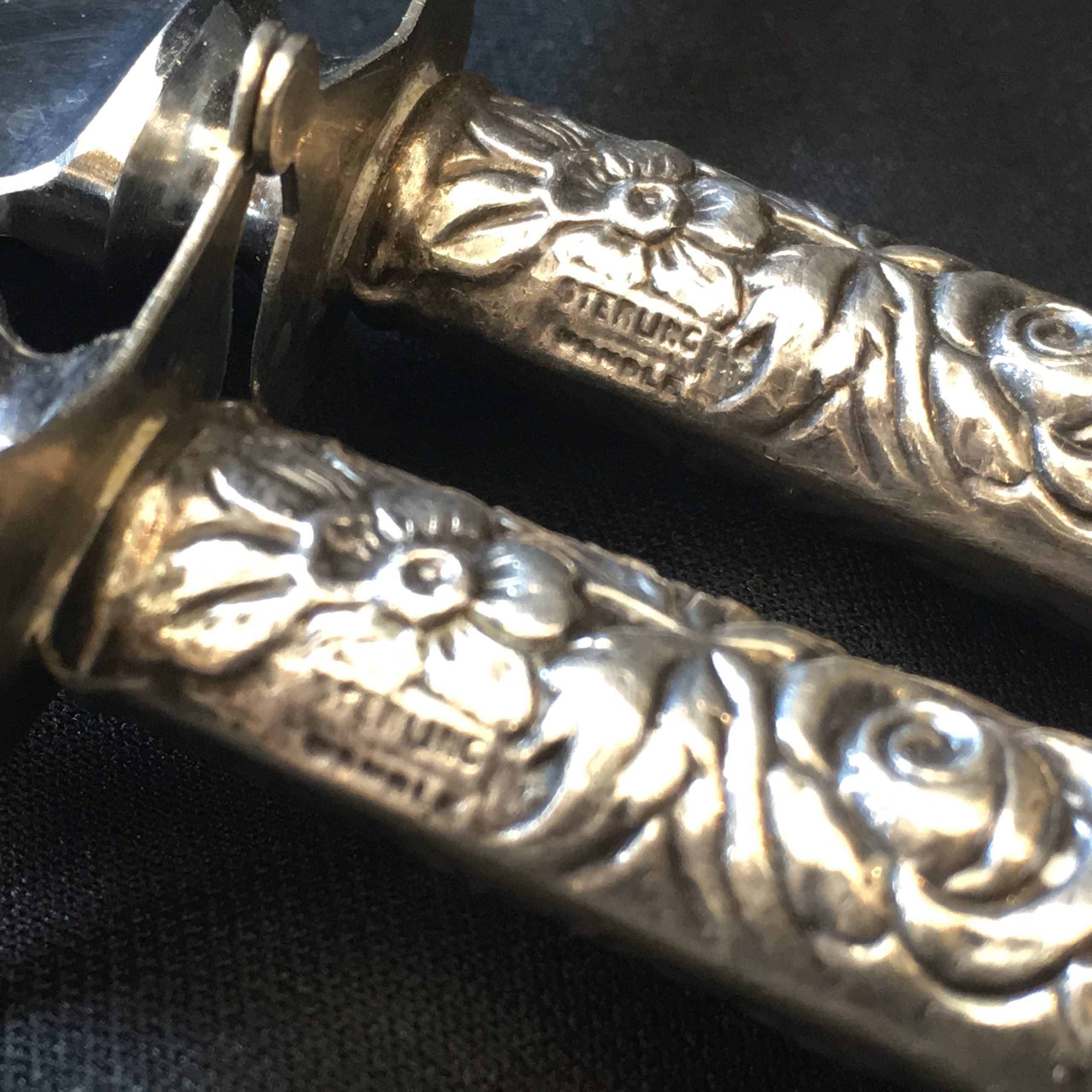 Antique Sterling Silver Carving Set Floral Pattern STAMPED 10.5 ...